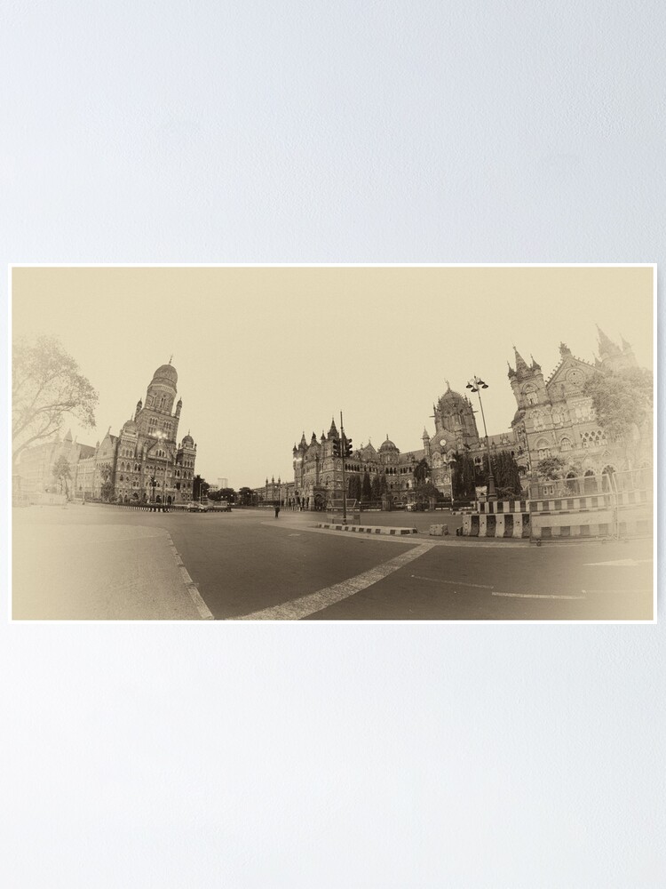 "Victoria Terminus now CSMT (VT) station and BMC building in black and ...