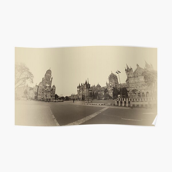 "Victoria Terminus now CSMT (VT) station and BMC building in black and ...