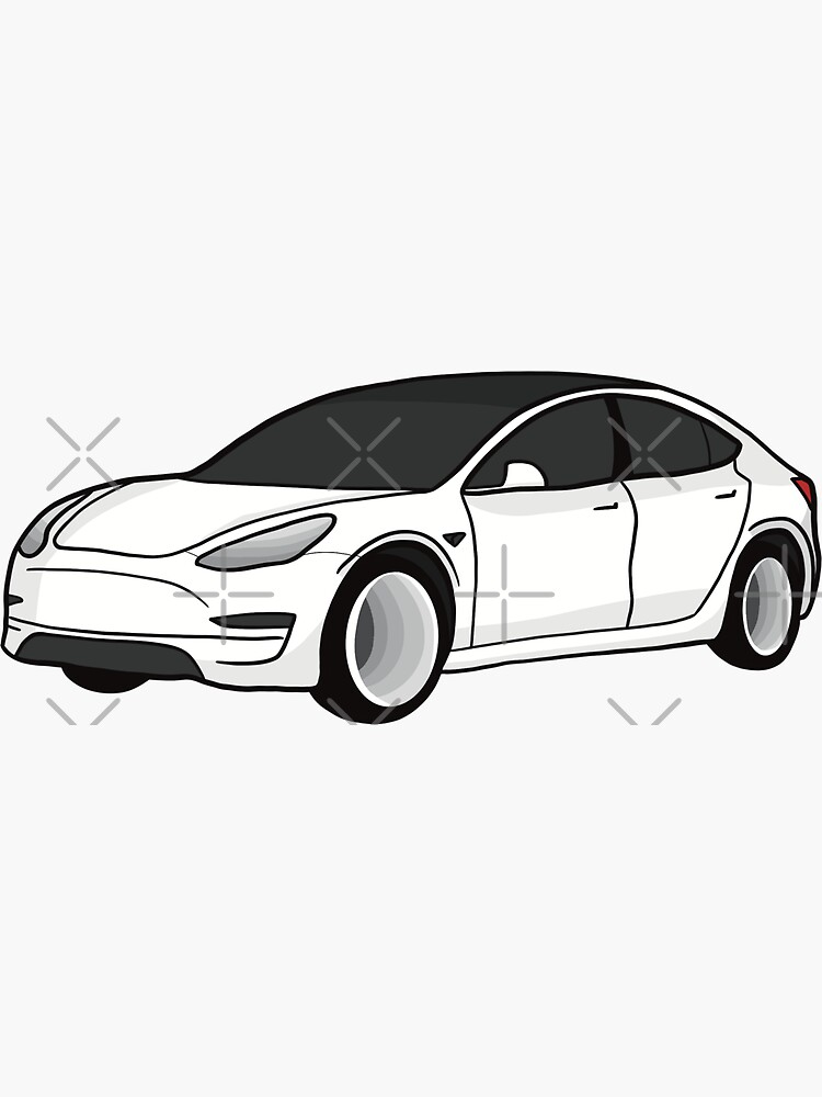 "Tesla Car - Model 3 (s3xy)" Sticker for Sale by irchiliart | Redbubble