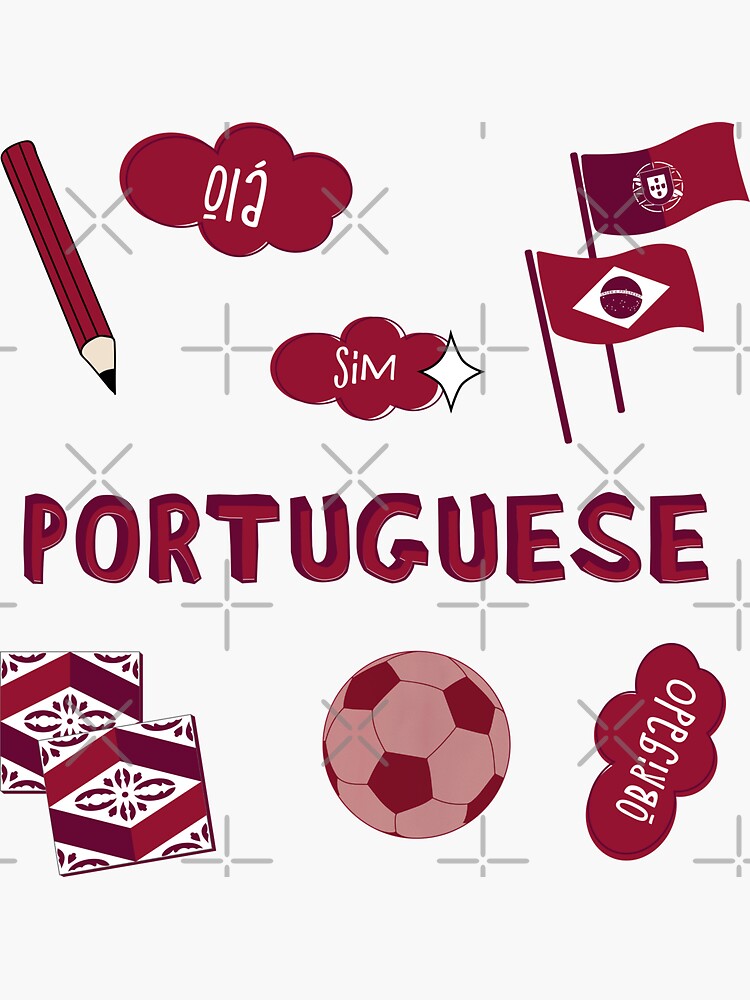 "Maroon Portuguese Language Subject Pack" Sticker by The-Goods | Redbubble