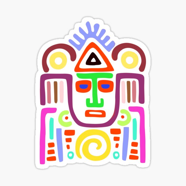 "Mythology And Nature Tribal Colorful Face" Sticker for Sale by ...