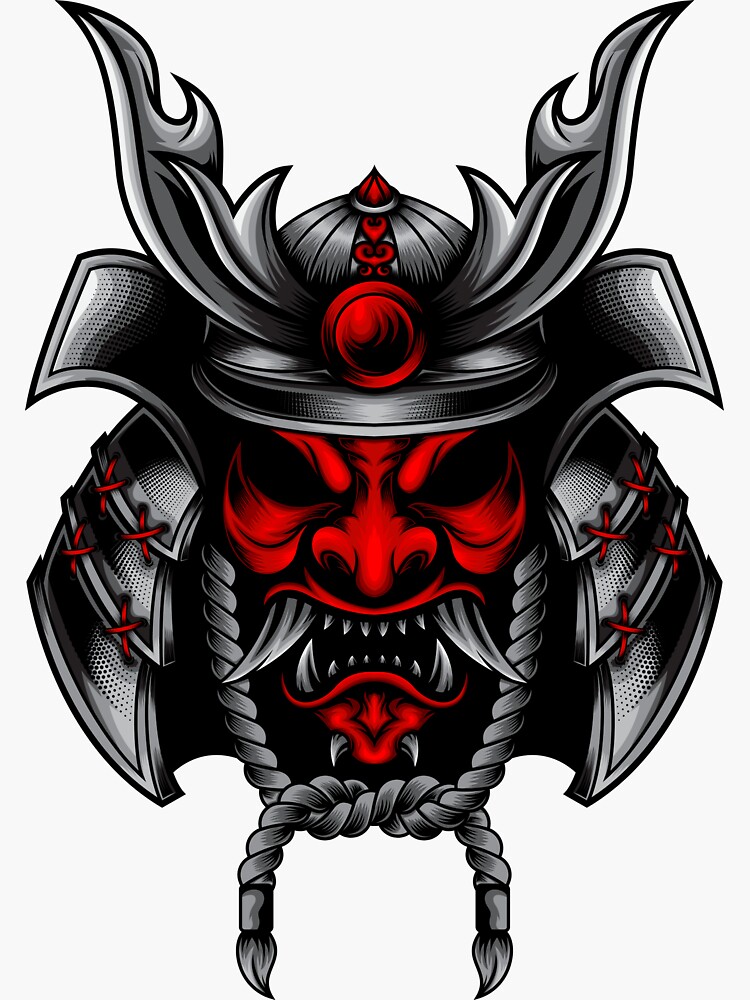 "Classic Red Head Samurai Art" Sticker for Sale by Rittichai | Redbubble