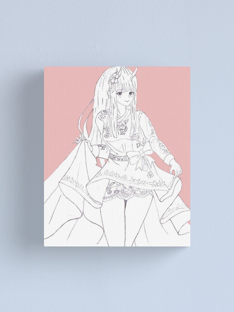 "Zero Two hand drawn line art" Canvas Print for Sale by Thevikki ...