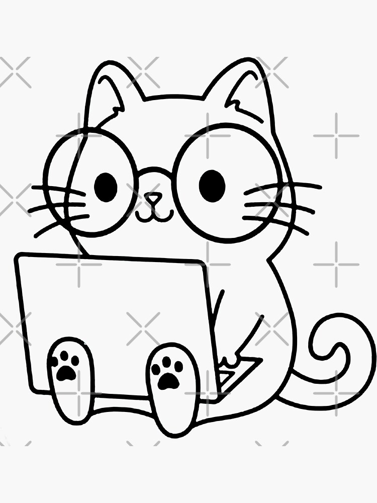 "nerd cat" Sticker for Sale by ompongalfina | Redbubble