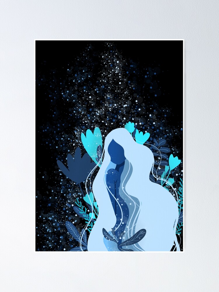 "Magical Lady 3, Blue Figure Illustration" Poster for Sale by ...