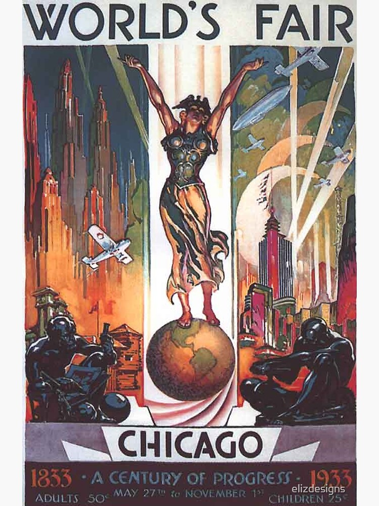 Vintage 1933 Chicago World's Fair Poster Premium Matte Vertical Poster