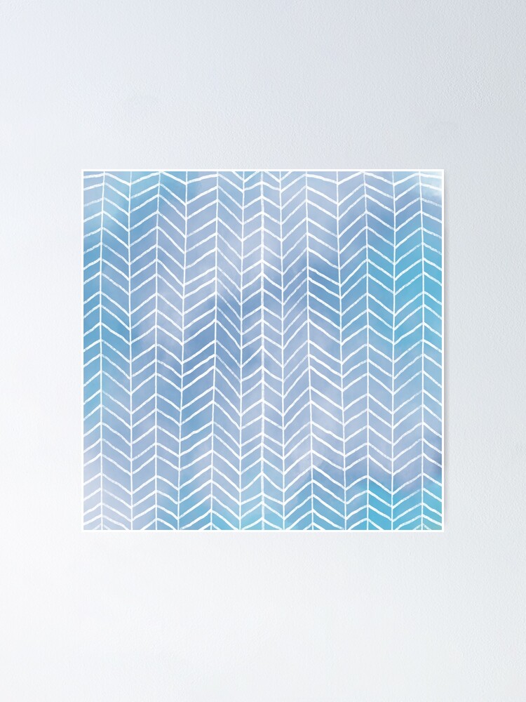 "Blue Watercolor Herringbone Pattern (blue/white)" Poster by ...