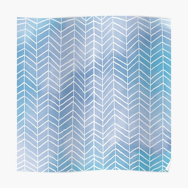 "Blue Watercolor Herringbone Pattern (blue/white)" Poster by ...