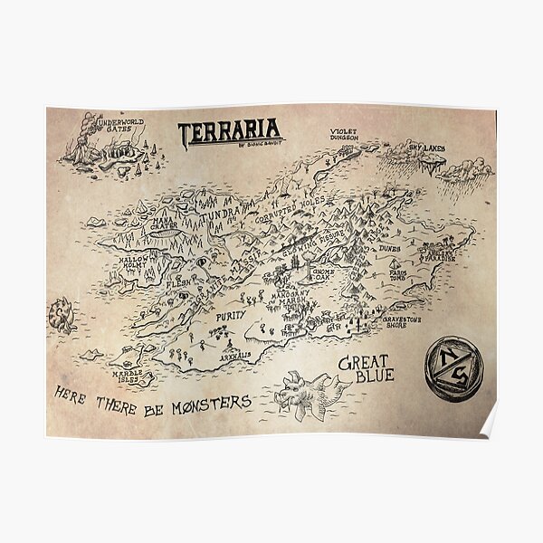 "Terraria World Map by BionicBandit" Poster for Sale by BionicBandit ...