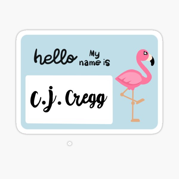 "C.J. Cregg name tag" Sticker for Sale by annaseditss | Redbubble