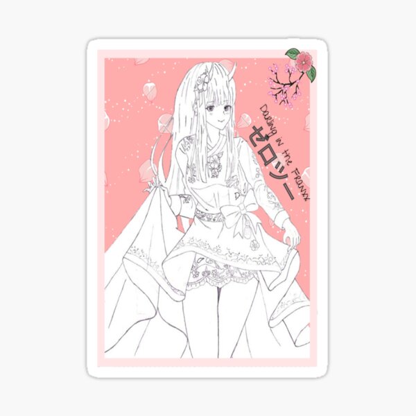 "Zero Two hand drawn line art" Sticker by Thevikki | Redbubble