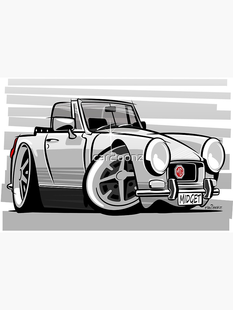 "MG Midget RWA mk3 caricature white" Poster for Sale by car2oonz ...