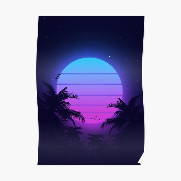 "80s Vaporwave Sunset" Poster by daffaumar12 | Redbubble