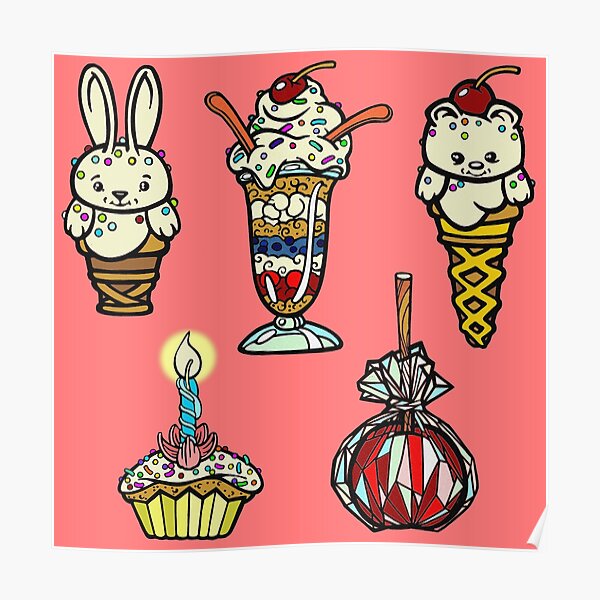 "Sweet Tooth sticker pack" Poster by sandpiperstudio | Redbubble