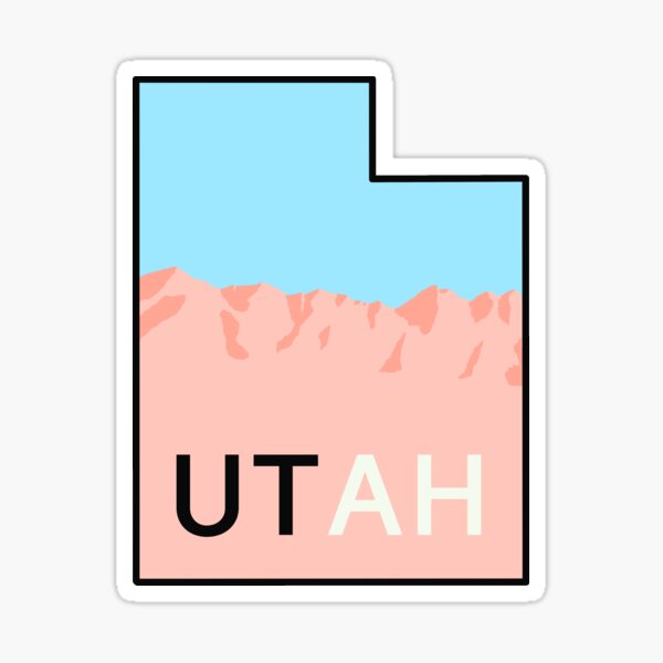 "Utah Pink and Blue State Cutout Shape" Sticker for Sale by eodesigns ...