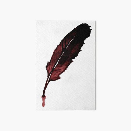 "Watercolour Goth Raven Feather Quill Deep Red" Art Board Print for ...