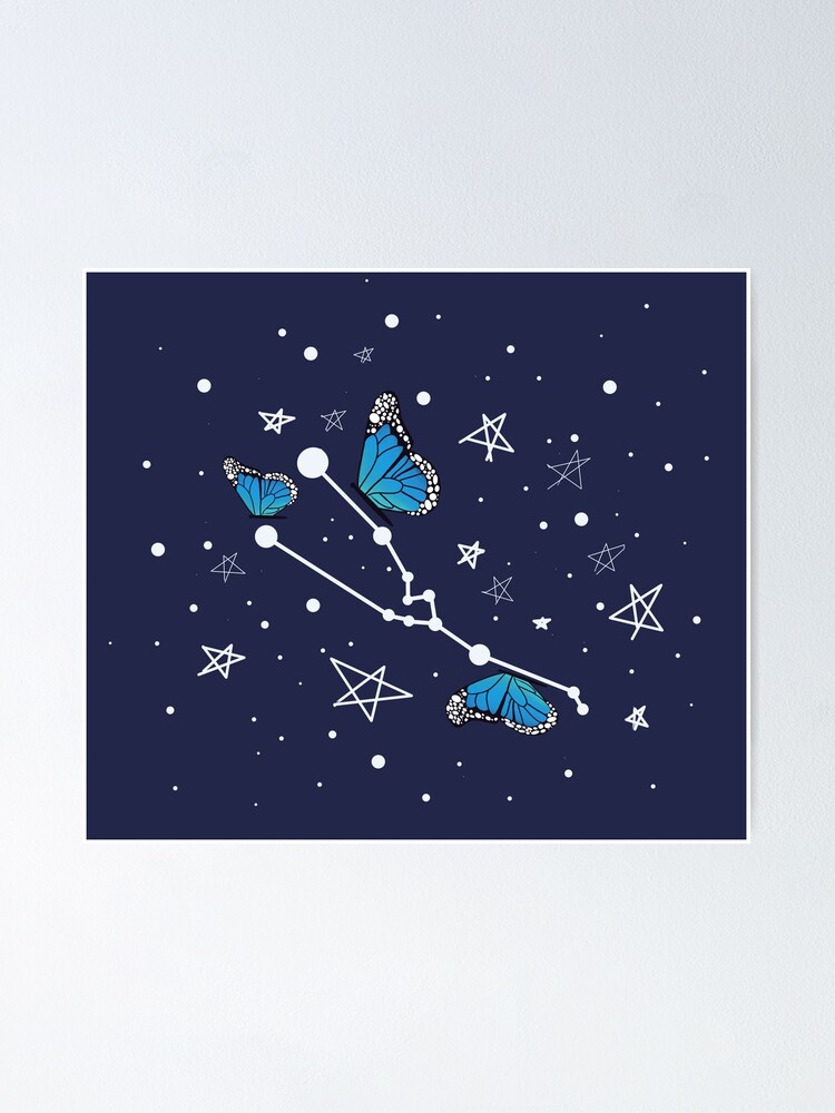 "Taurus Blue Butterfly Zodiac Sign Constellation " Poster for Sale by ...