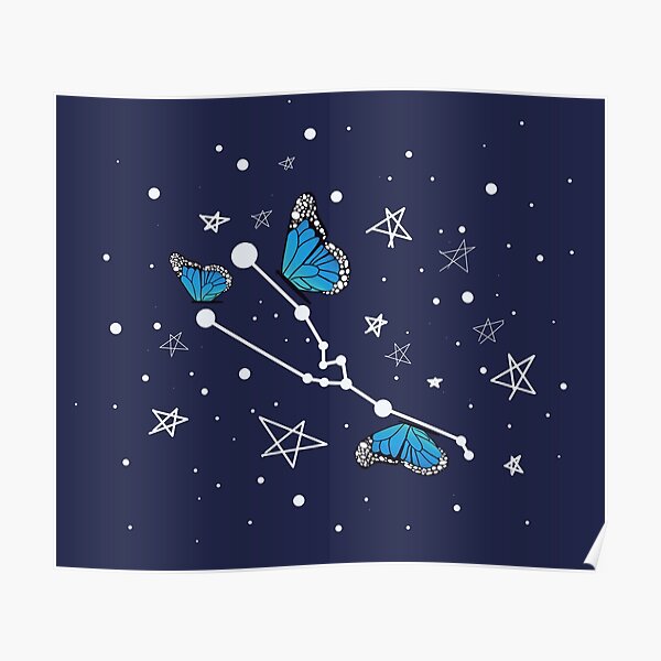 "Taurus Blue Butterfly Zodiac Sign Constellation " Poster for Sale by ...