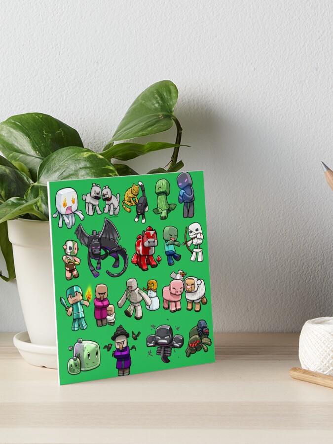 "Minecraft mobs of cute characters" Art Board Print by Dream Fan Merch ...
