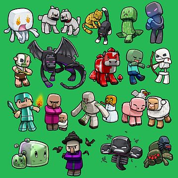 "Minecraft mobs of cute characters" Art Board Print by Dream Fan Merch ...