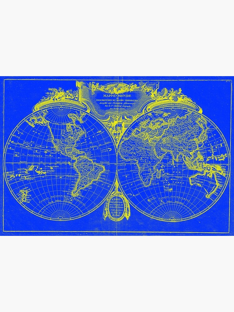 World Map (1775) Blue & Yellow Premium Matte Vertical Poster sold by ...
