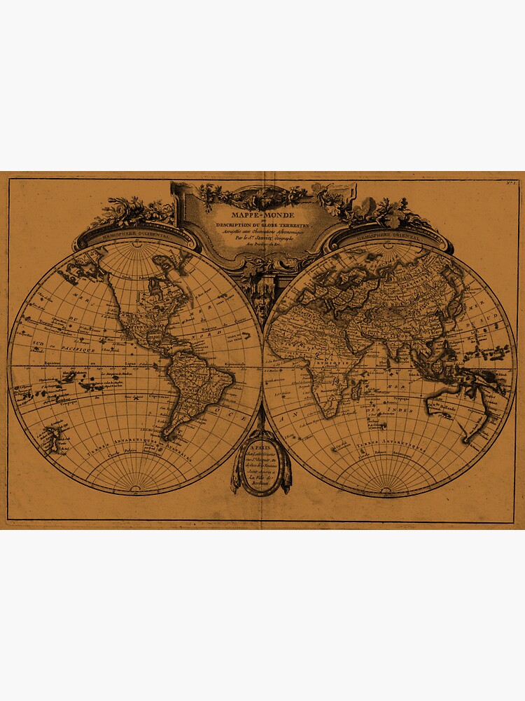 "World Map (1775) Light Brown & Black" Sticker by BravuraMedia | Redbubble
