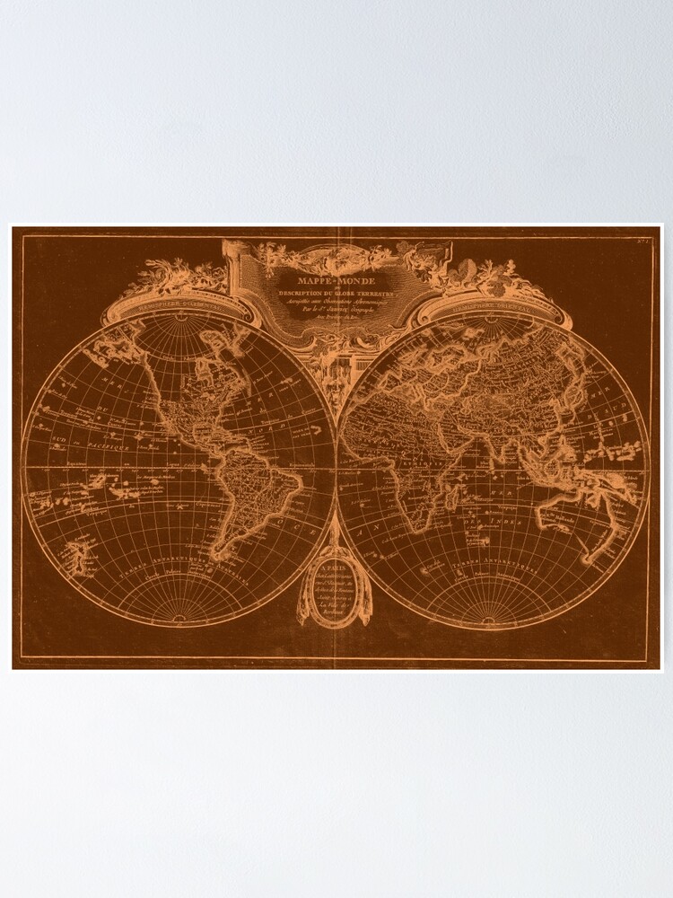 "World Map (1775) Brown & Light Brown" Poster for Sale by BravuraMedia ...