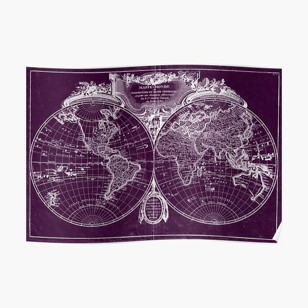 "World Map (1775) Purple & White" Poster by BravuraMedia | Redbubble