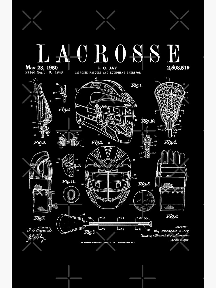 "Lacrosse Player Equipment Vintage Patent Drawing Print" Poster by ...