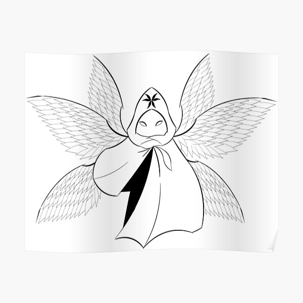 Póster «Seraphim line art design en blanco y negro.» de YrevaTheSeraph ...