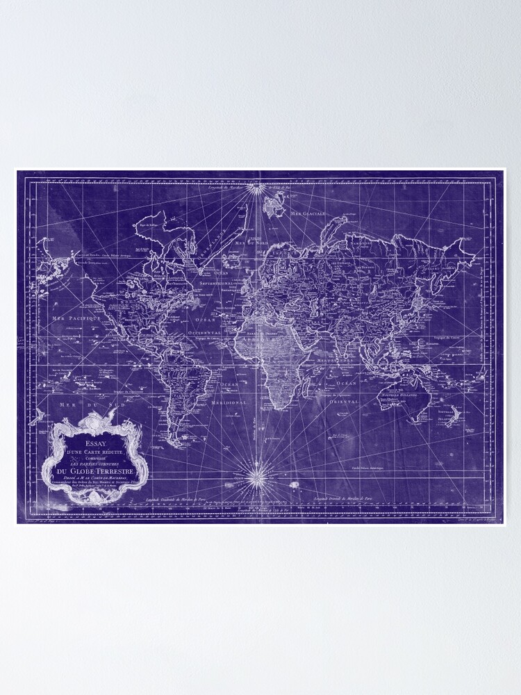 "World Map (1778) Blue & White" Poster for Sale by BravuraMedia | Redbubble