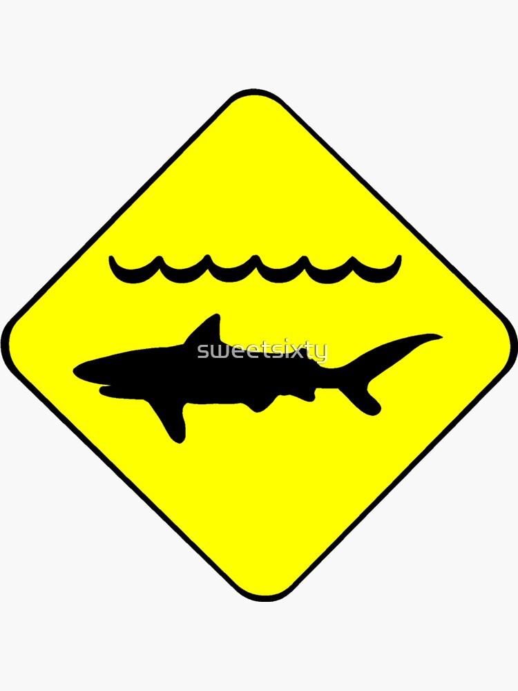 "Warning Sharks Symbol" Sticker for Sale by sweetsixty | Redbubble