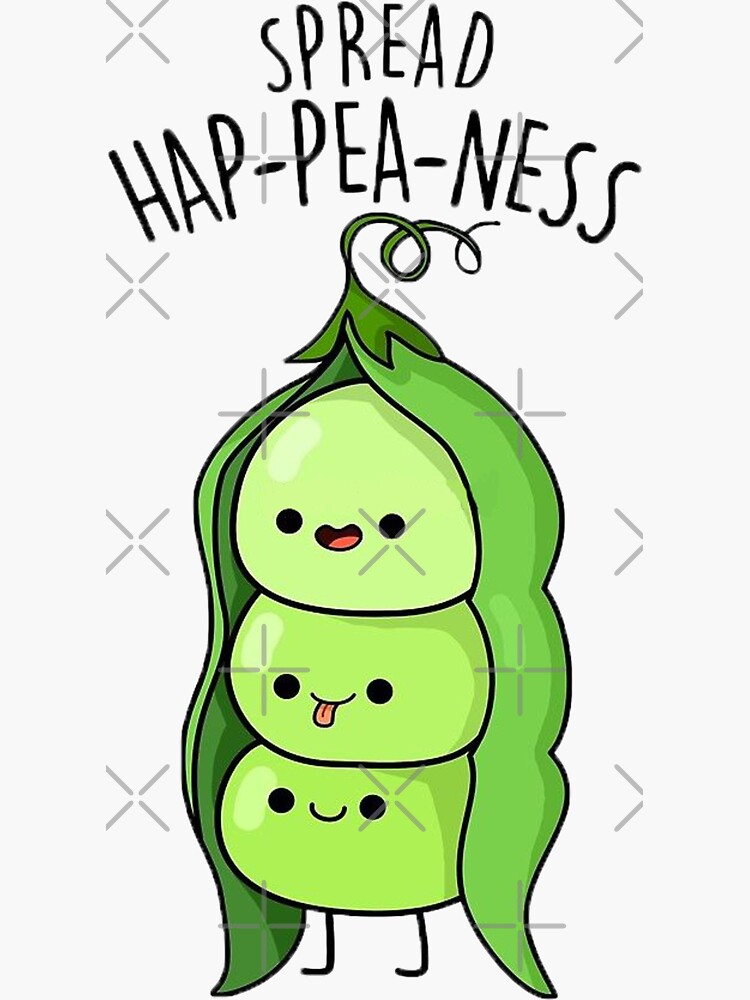 "Spread Hap-pea-ness Happiness Pea Cartoon Pun" Sticker by 14Smith15 ...