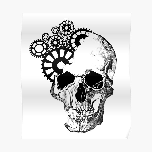 "Clockwork Skull" Poster by EmJayAnders | Redbubble