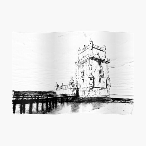 "Drawing of Belem tower" Poster for Sale by pietrofoto | Redbubble