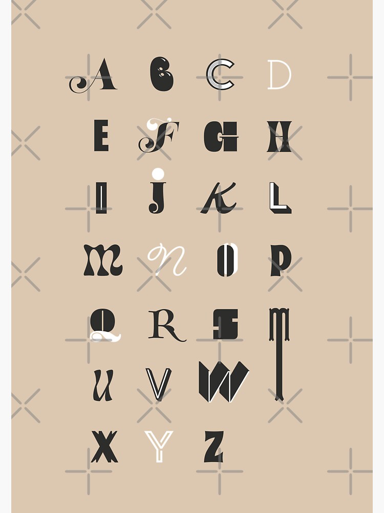 "Beige Alphabet" Sticker for Sale by EllinorPrints | Redbubble