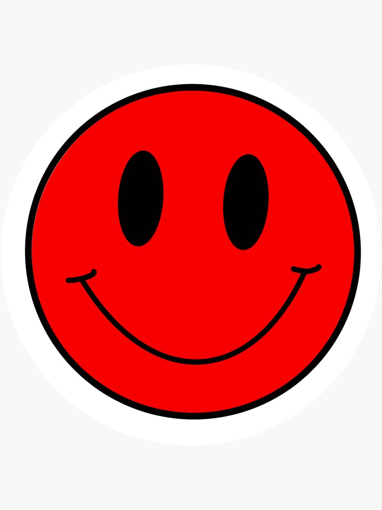 "Red Smiley Face" Sticker for Sale by srgdesigns | Redbubble