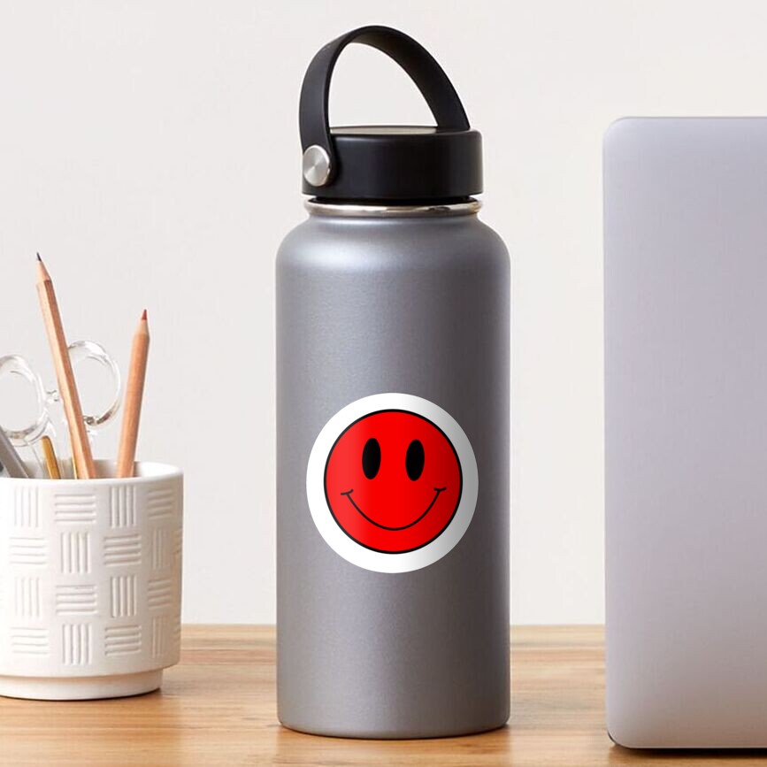 "Red Smiley Face" Sticker for Sale by srgdesigns | Redbubble