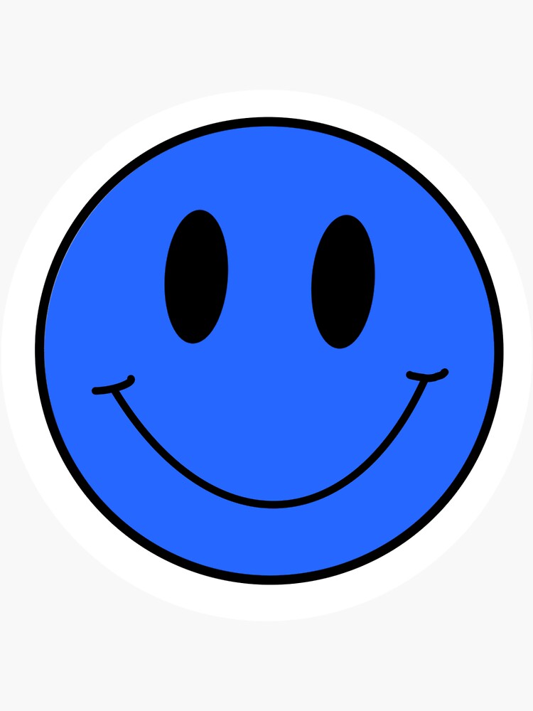 "Blue Smiley Face" Sticker for Sale by srgdesigns | Redbubble