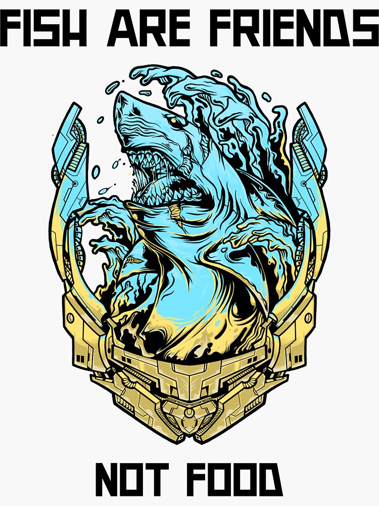 "Fish Are Friends Not Food" Sticker for Sale by Chris5842 | Redbubble