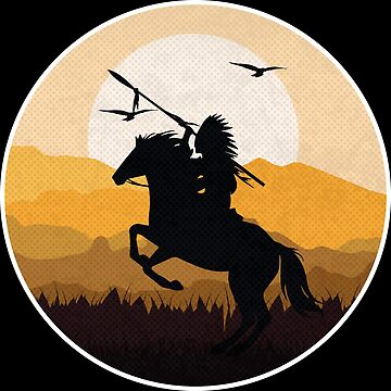 "native american warrior Sunset Silhouette 2" Sticker for Sale by ...