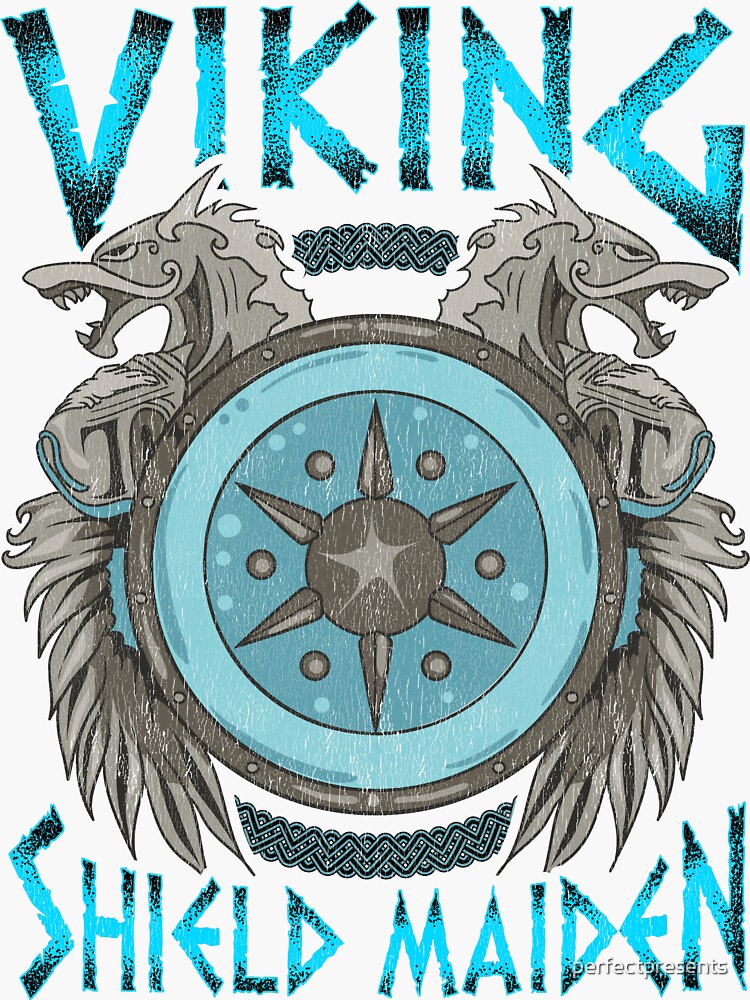 "Cute Viking Shield Maiden Female Norse Warrior" Sticker by ...