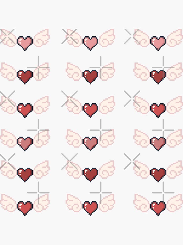 "8 bit heart with wings" Sticker for Sale by Mauxmaux | Redbubble