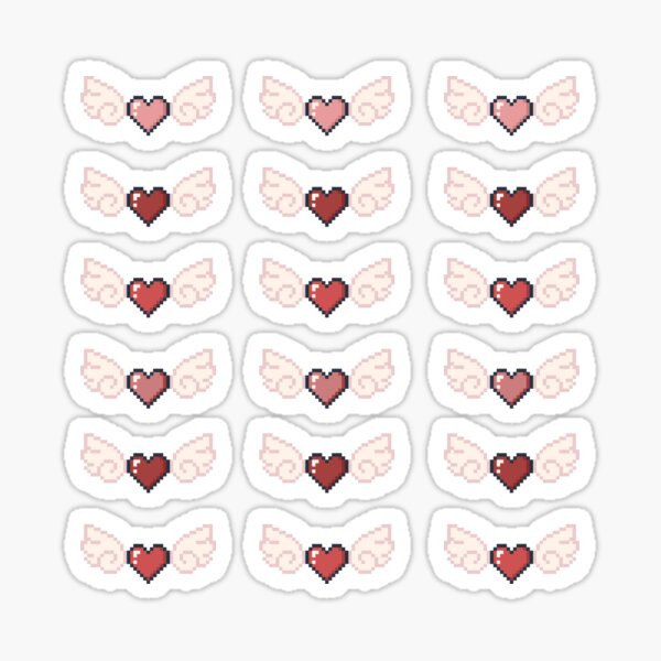 "8 bit heart with wings" Sticker for Sale by Mauxmaux | Redbubble