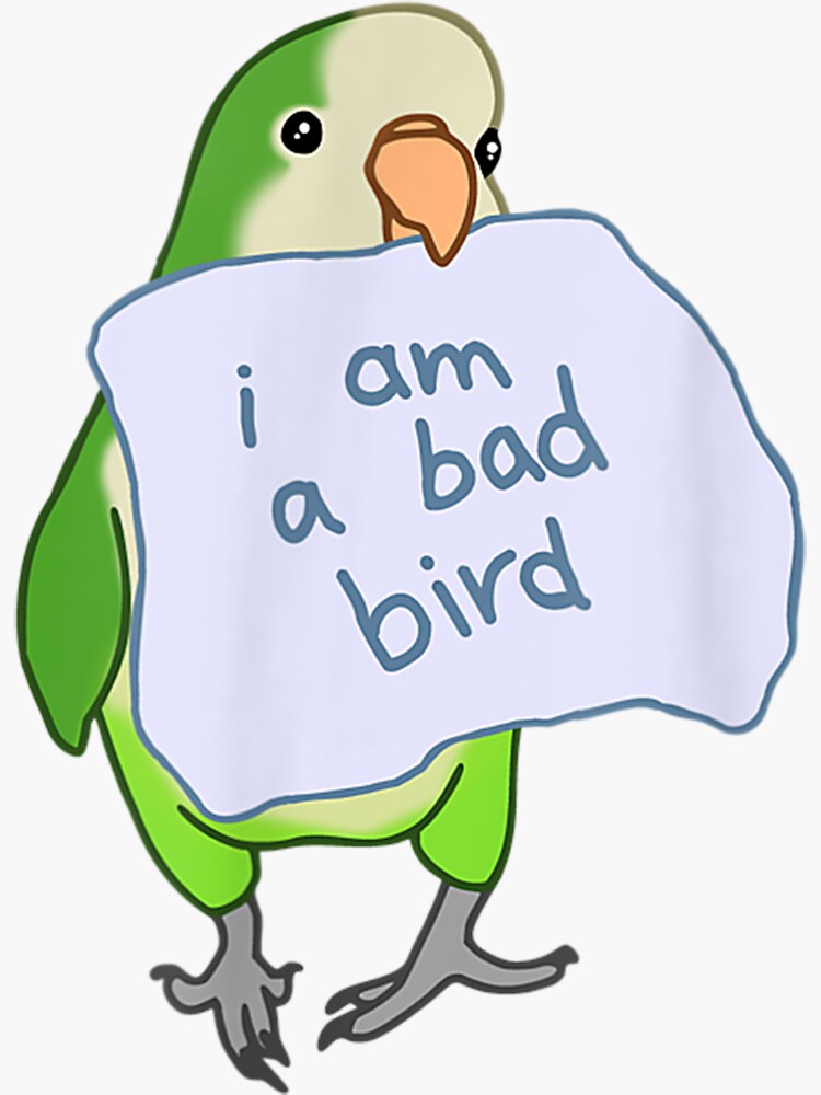 "I am a bad Bird Funny Quaker Parrot Green Monk Parakeet" Sticker by ...