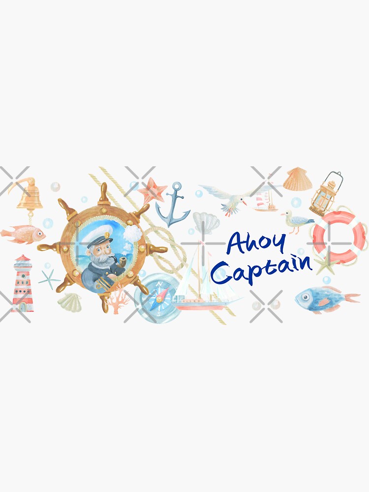 "Ahoy Captain of the sea - Hooked on Fishing" Sticker for Sale by ...