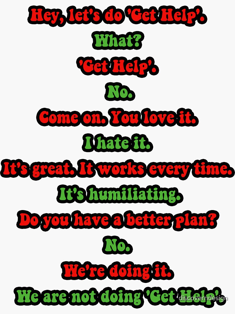 "Get Help Sticker" Sticker by discoverndesign | Redbubble