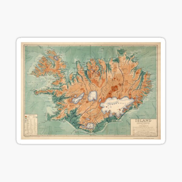 "1928 Vintage Map of Iceland" Sticker for Sale by gin-nek-shop | Redbubble