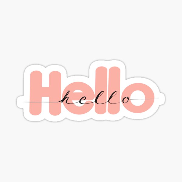 "Hello pastel pink with cursive " Sticker by PaintingsByKF | Redbubble