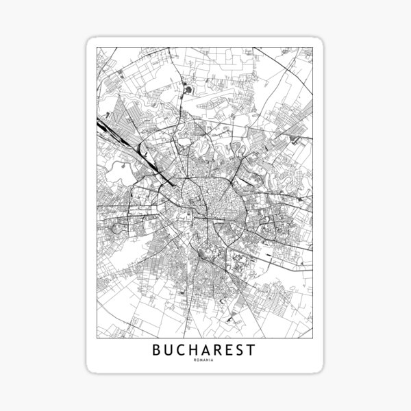 "Bucharest White Map" Sticker for Sale by multiplicitymap | Redbubble